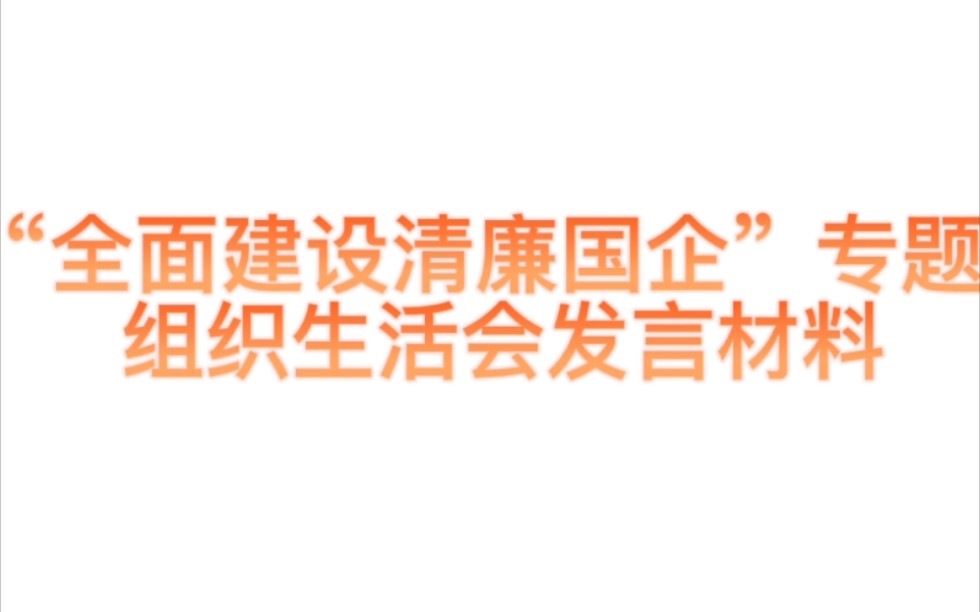 “全面建设清廉国企”专题组织生活会发言材料