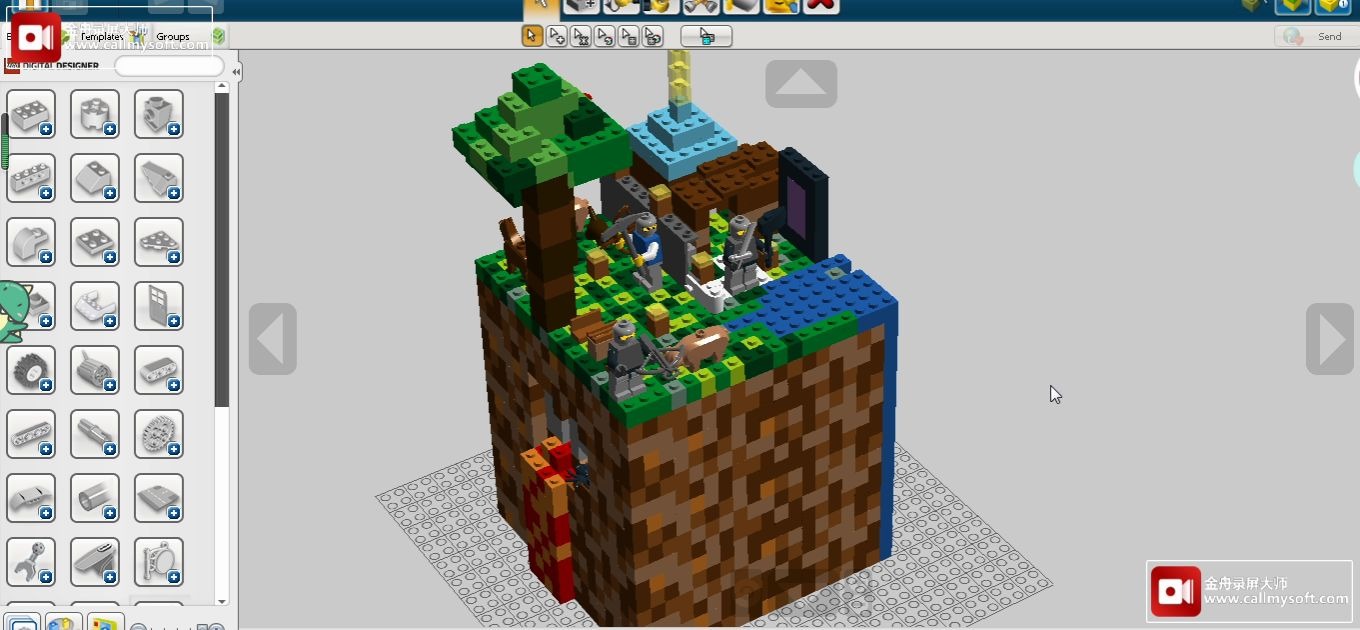 我居然用乐高软件拼成了一个我的世界模型!