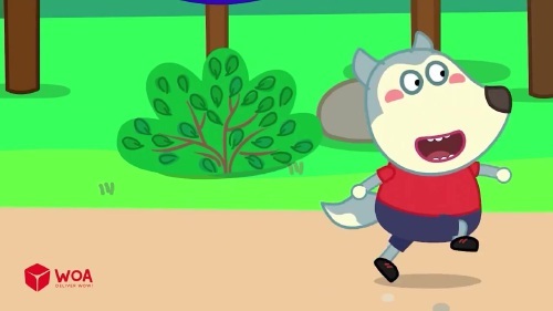 儿童卡通动画:沃尔夫来到魔法森林,吃了水果就变颜色了,好奇怪