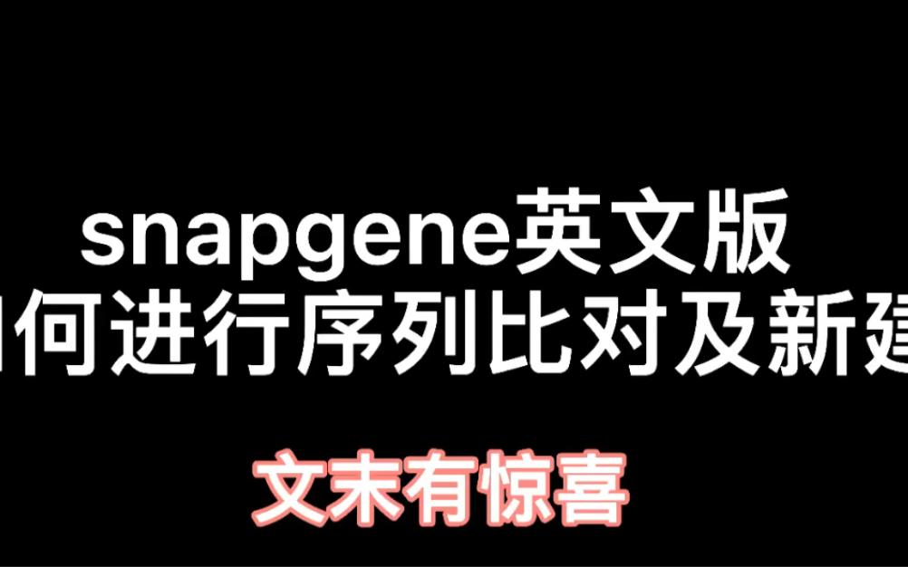 Snapgene 稳定版的使用:序列的建立及早序列对比