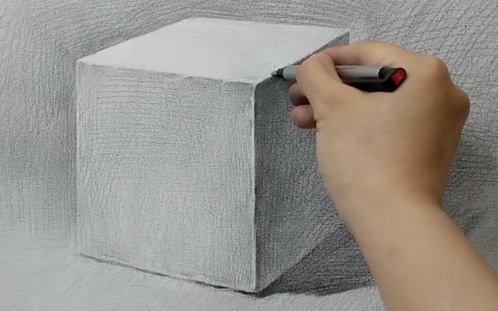 素描基础:破碎细节及边缘线的处理|石膏几何体示范教程