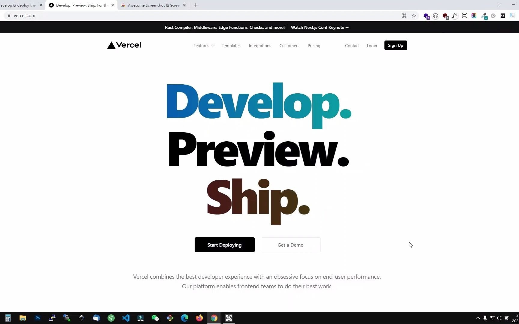 获取整个网页截图的方法:浏览器拓展工具和开发者工具