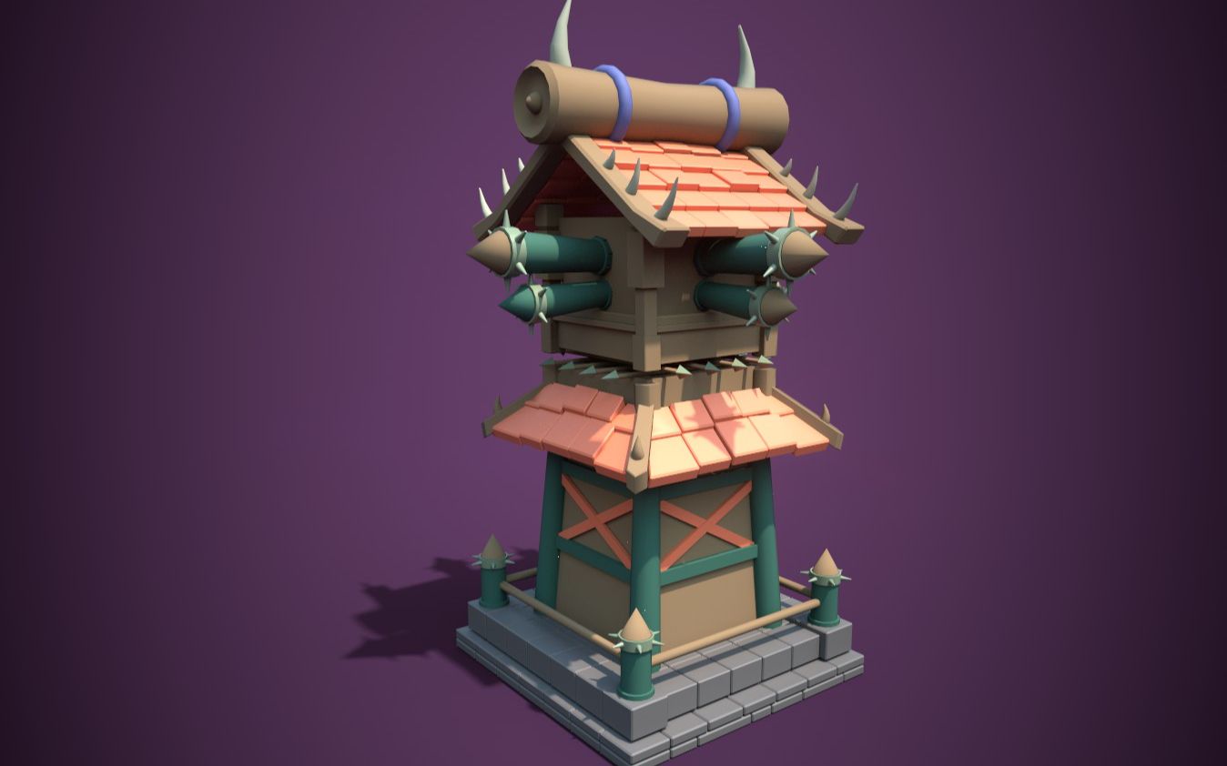 【3Dmax零基础建模】风格化游戏场景建模“瞭望塔”制作流程