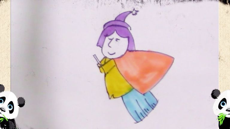 儿童画可爱的小女巫简笔画:幼儿园学画画基础教程