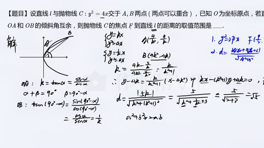 一道抛物线的简单几何性质