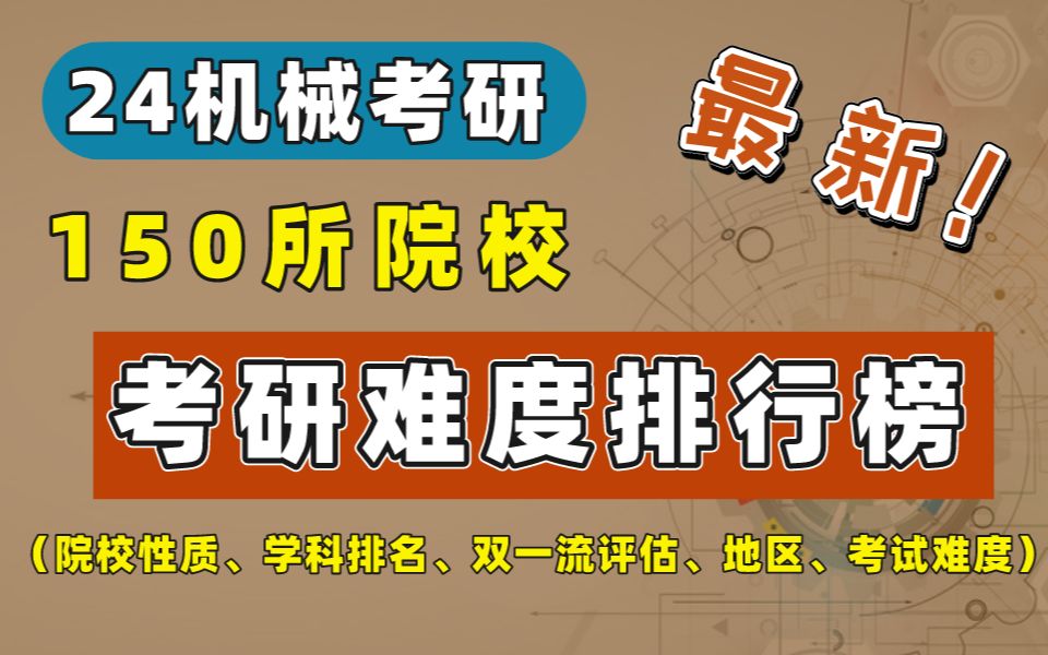【24机械考研】150所院校难度排行榜(985篇/211篇/双非篇)