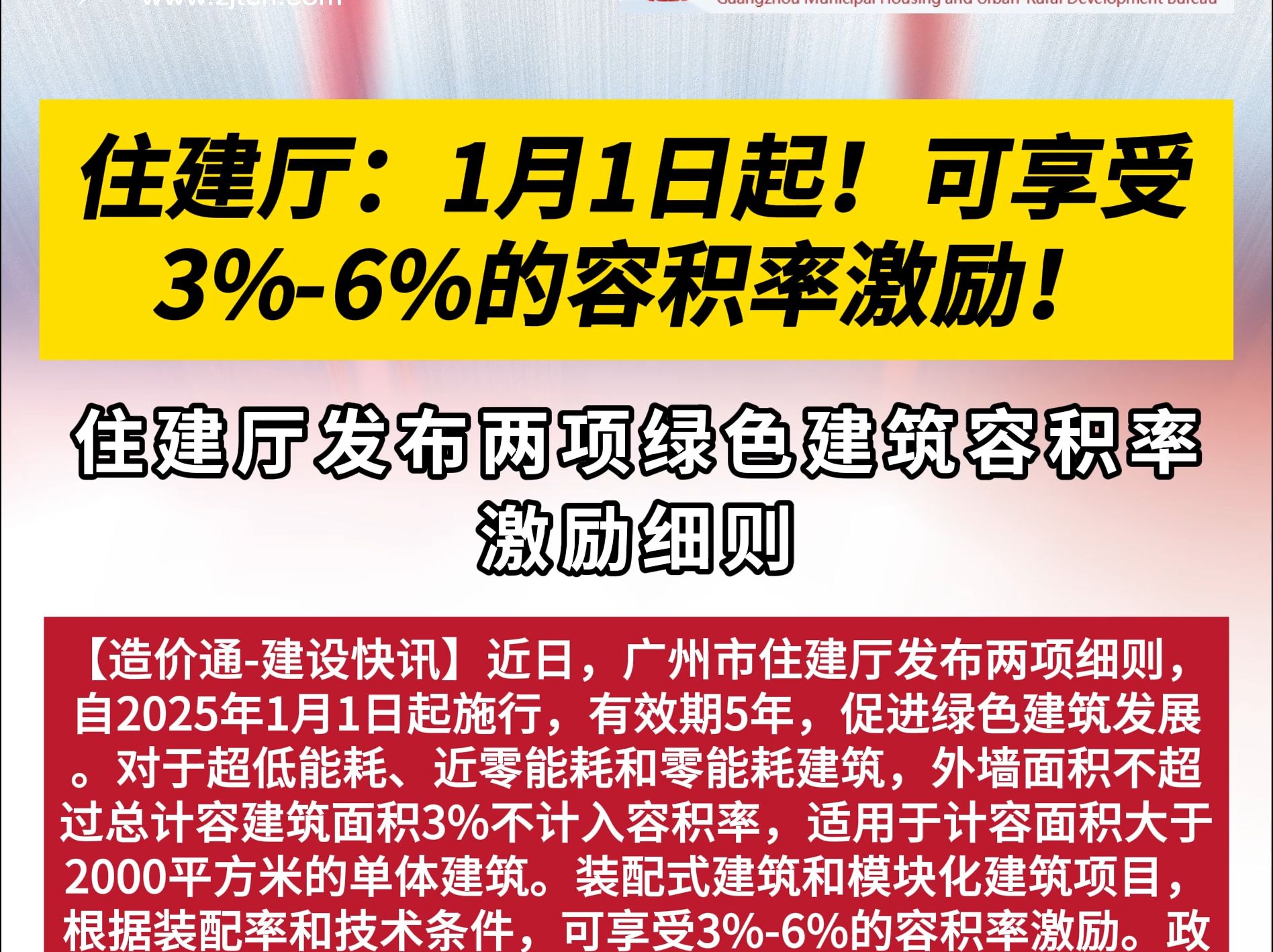 住建厅:1月1日起!可享受3%-6%的容积率激励!