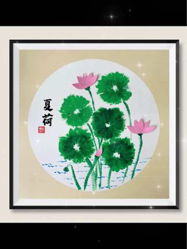 用保鲜袋就能画荷塘美景,快带孩子试试吧!儿童画