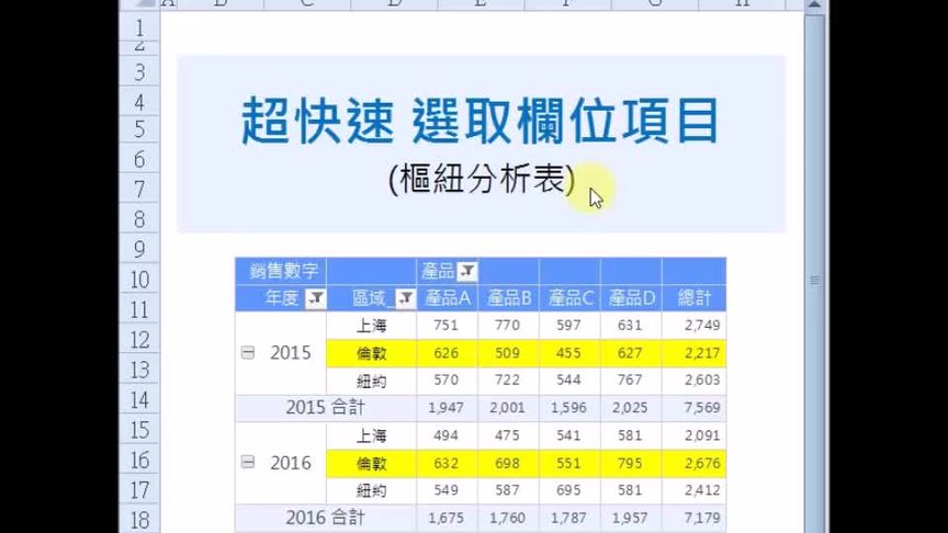 #excel实用技巧 快速选取单元格