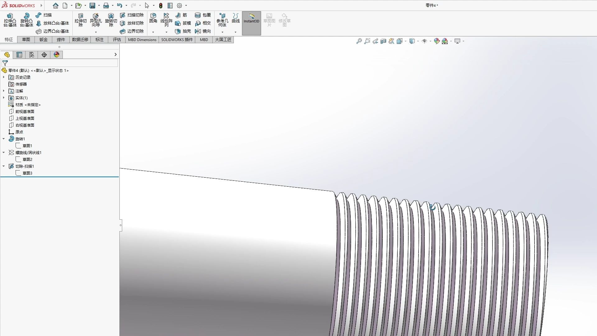 SOLIDWORKS连接螺帽细节和锥接头螺纹画法