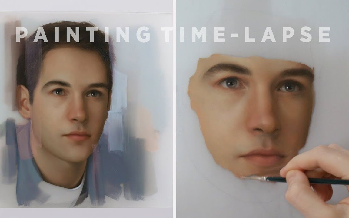 【油画教程】亚克力板上也能画画?是的!还是个帅哥。