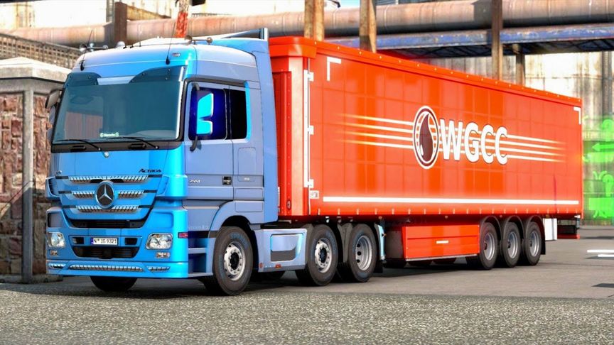 欧洲卡车模拟2:奔驰牵引车运输30吨集装箱(电子产品)