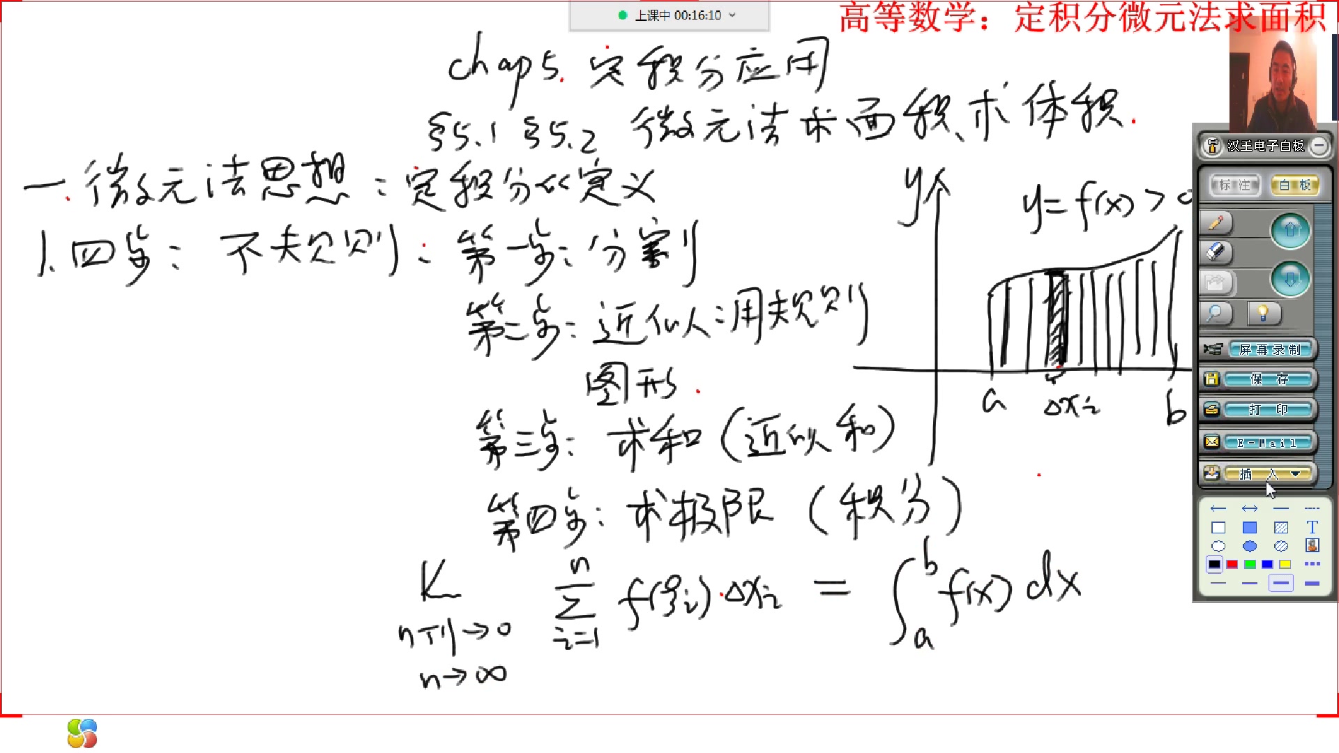 高等数学:定积分微元法求面积体积