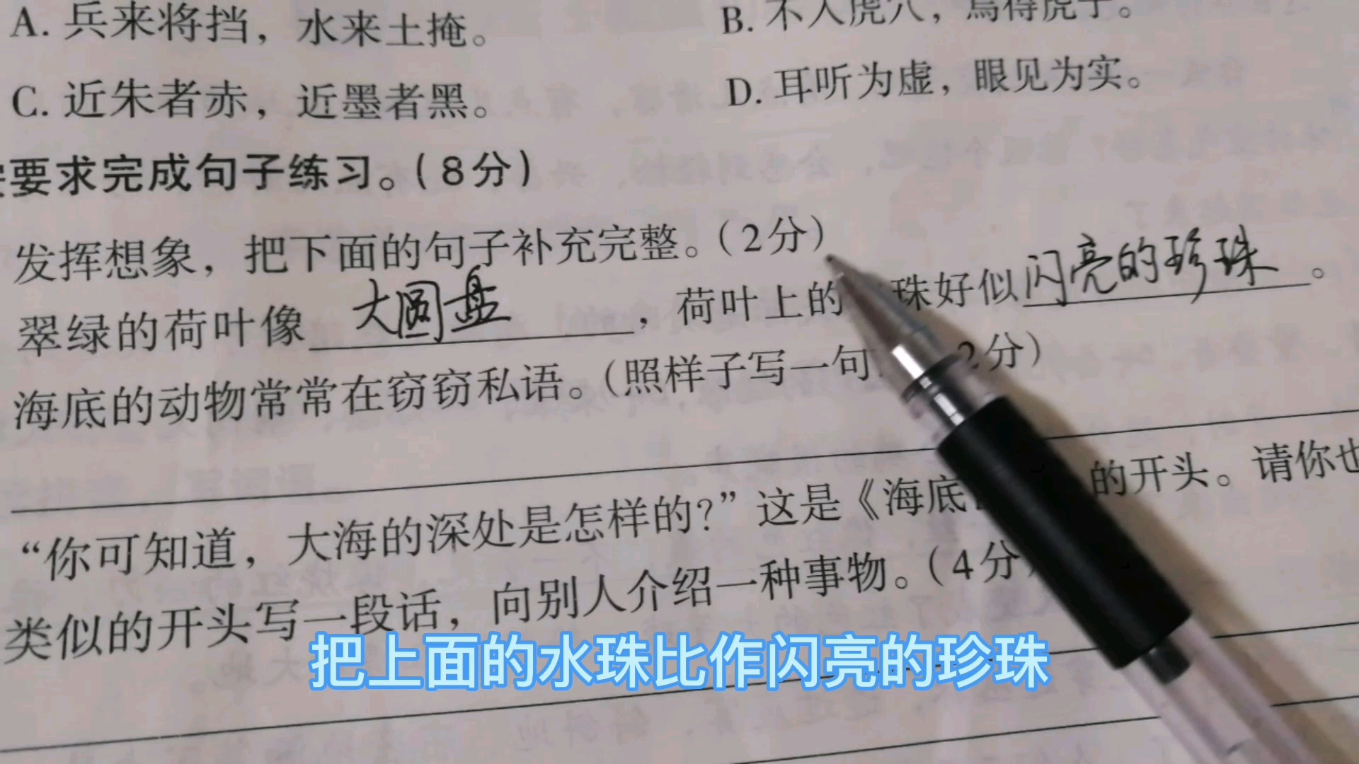 三年级语文下册,荷叶上的水珠像什么?
