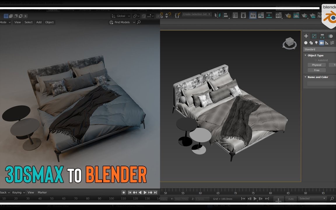 3dsmax 2021 文件导入 blender 并修正材质灯光摄像机技巧