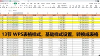 职场办公WPS表格处理视频教程 第13集 WPS表格样式,基础样式设置,...