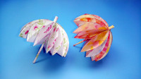 DIY迷你简易立体雨伞折纸,手工视频教程
