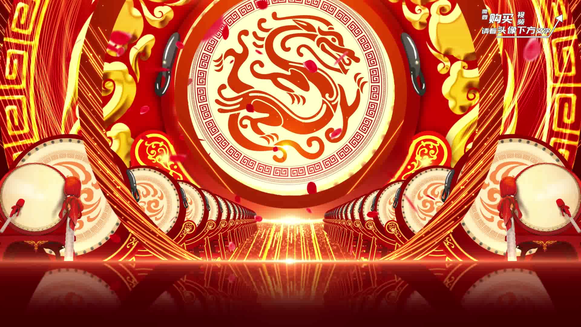 4K大气锣鼓舞鼓舞中国鼓分屏led视频