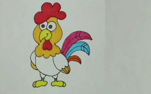 【简笔画】生肖鸡,每天一幅简笔画(上色)