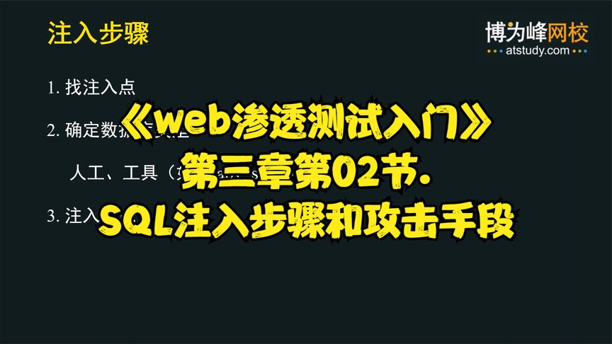 《web渗透测试入门》第三章第02节.SQL注入步骤和攻击手段