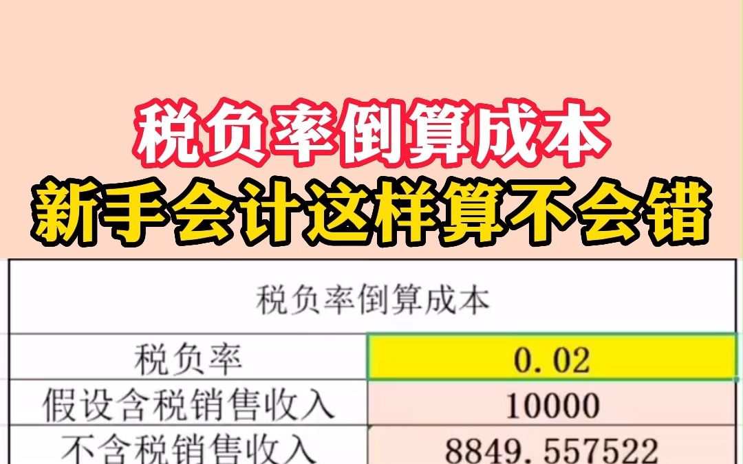 会计实操|税负率倒算成本,新手会计这样算不会错!