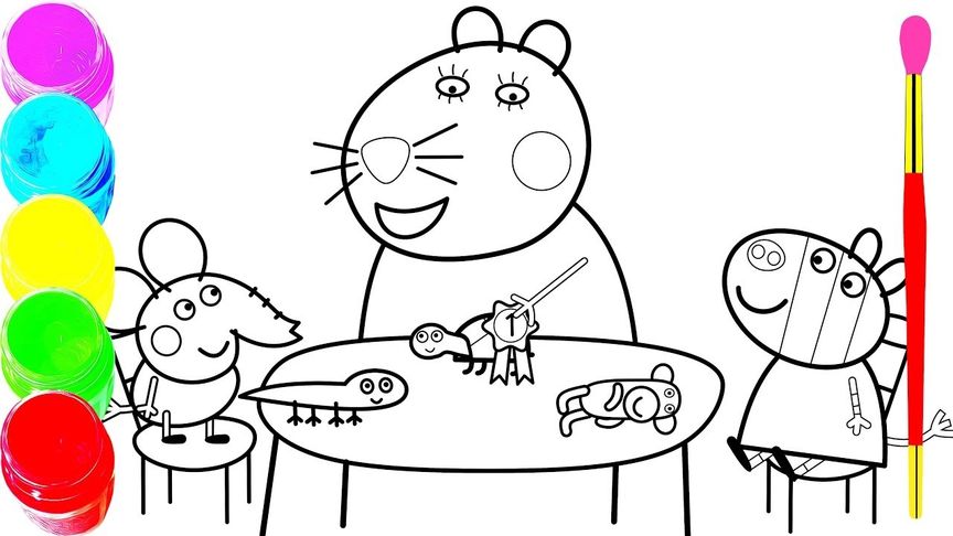 孩子一看就会画,幼儿简笔画上色教程:小猪佩奇在幼儿园