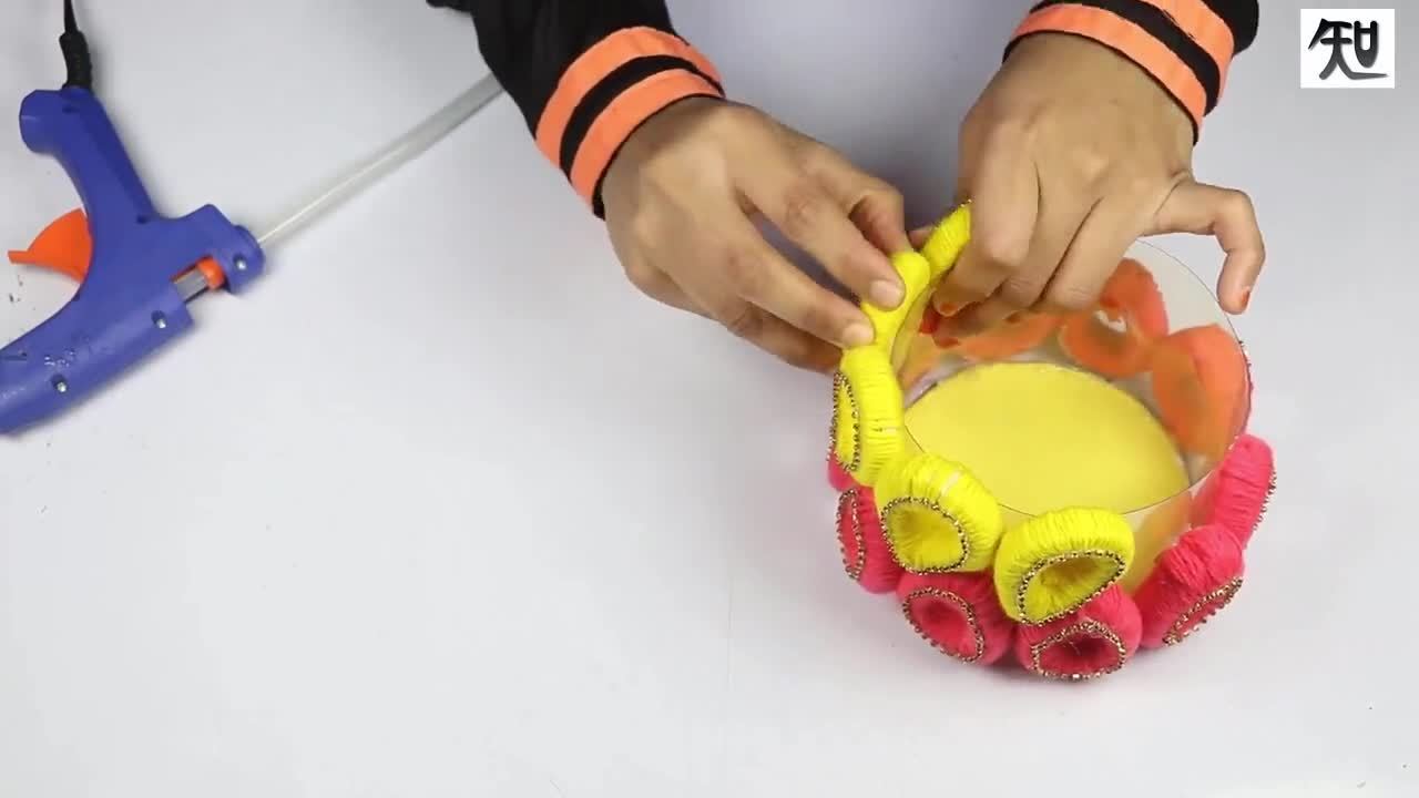 手工制作DIY,利用废旧物品制作漂亮的装饰花篮工艺品