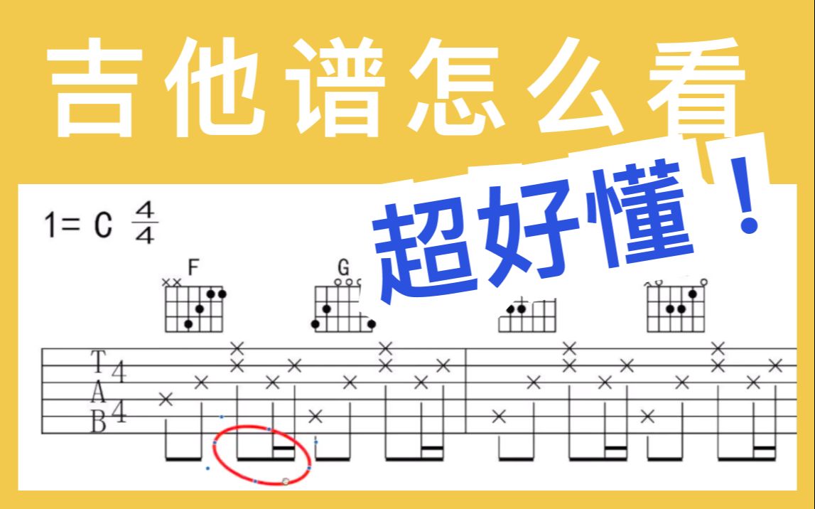 【小白必看】吉他的六线谱怎么看?看完这个视频你就全懂了!
