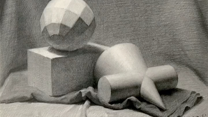 素描石膏几何体静物解析