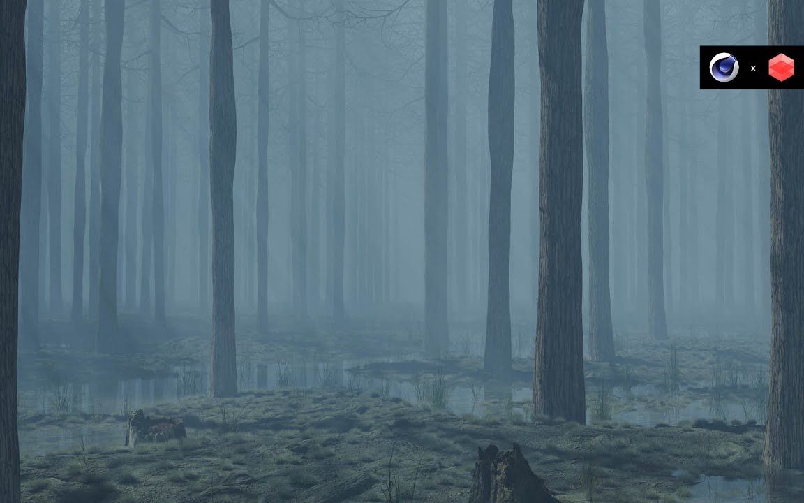 C4D + Redshift 制作大雾树林