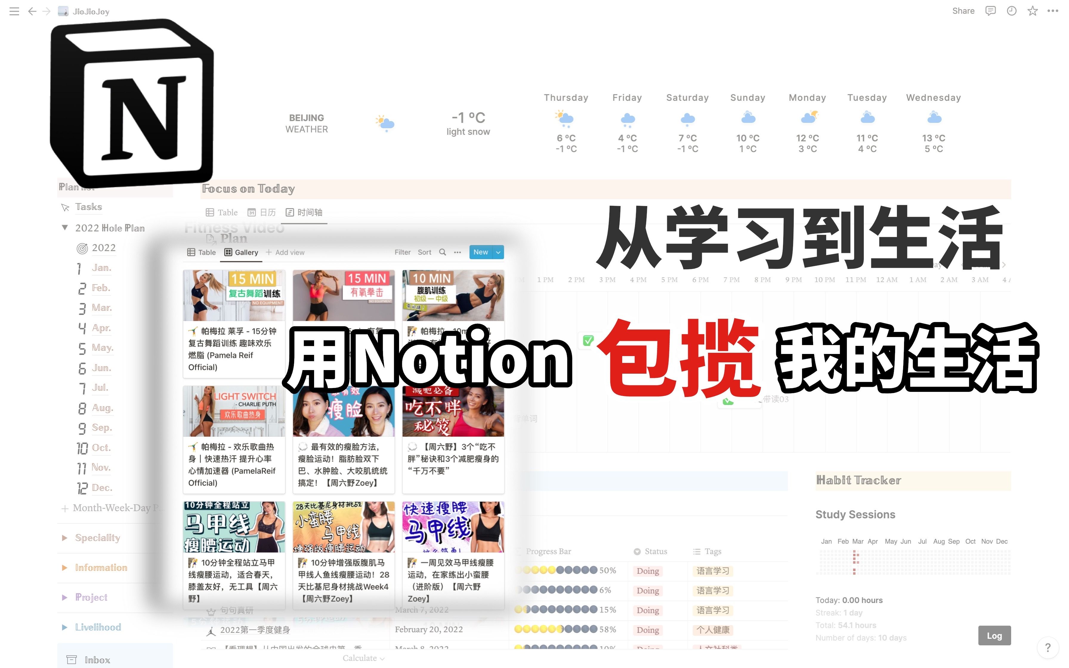 【Notion】P5主页Tour|我用Notion2年来记录了什么|年计划周计划习惯...