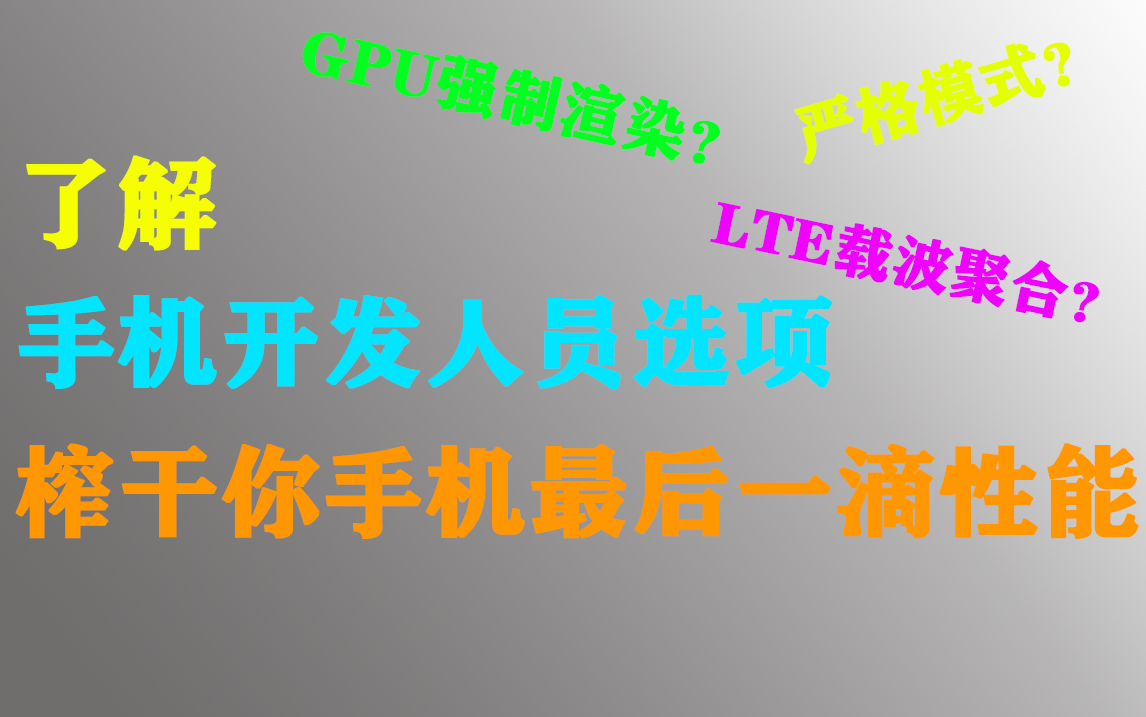 ...了解手机开发人员选项,榨干手机最后一滴性能;手机开发者模式简单...