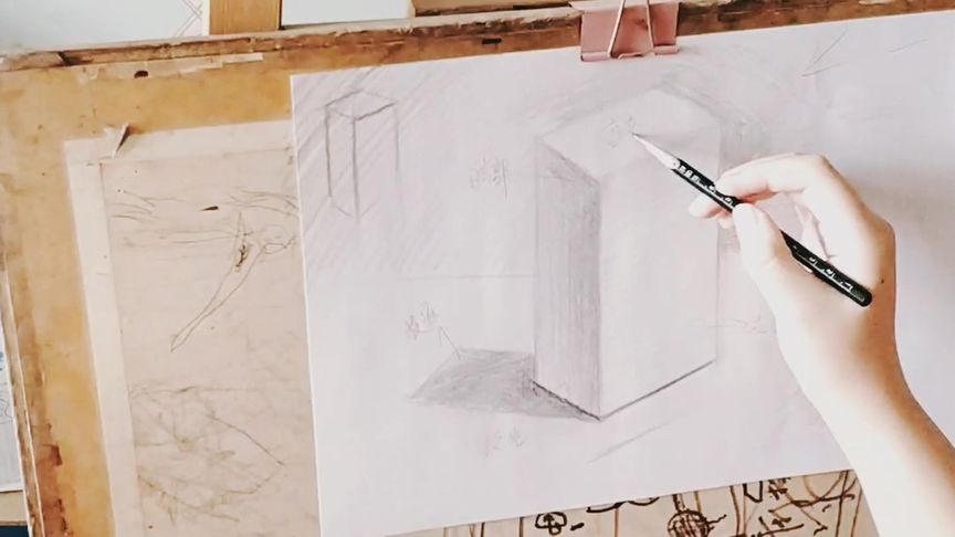 基础素描——长方体的绘画步骤