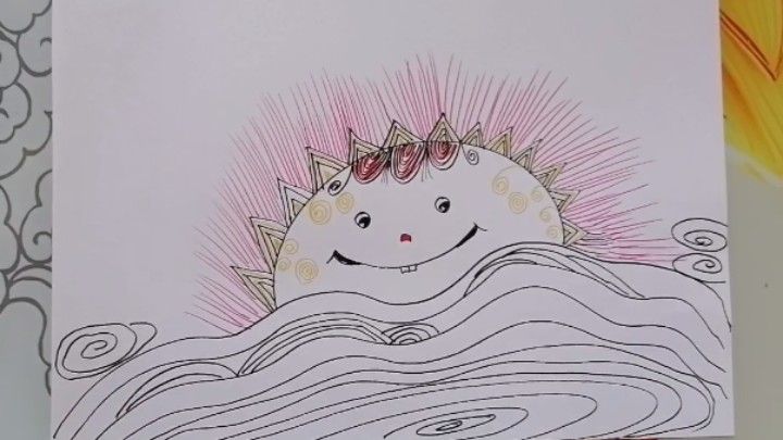 《灿烂的太阳》儿童线描画