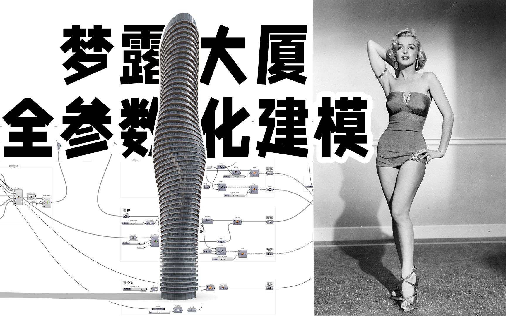 完全零基础新手也能学!梦露大厦全参数化建模保姆级教程,用实际案例...