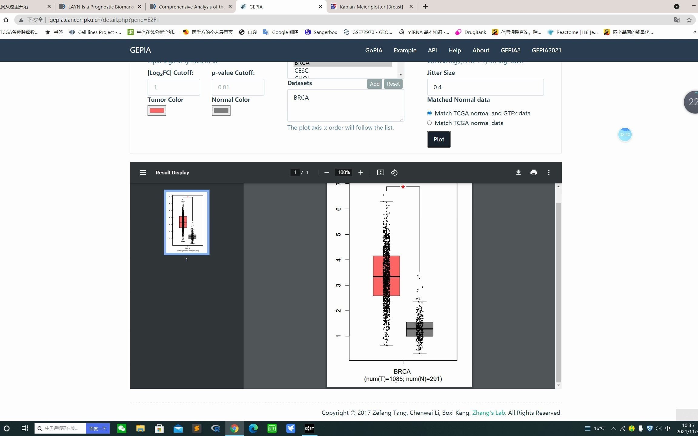 GEPIA和Kaplan-Meier Plotter 在线网站使用,单基因TPM,单基因差异,单...