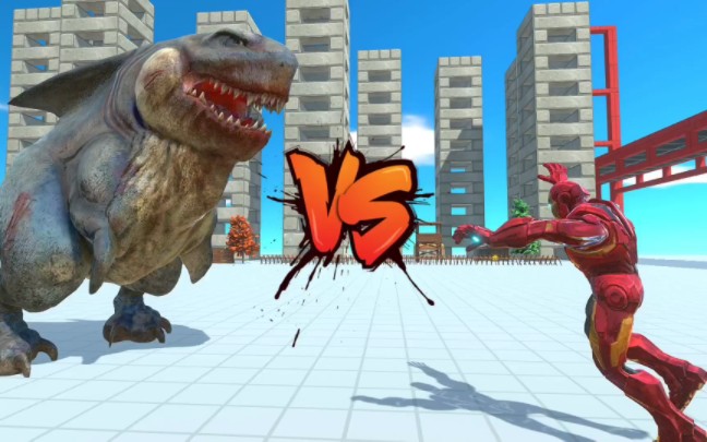 巨齿鲨龙VS钢铁侠,对战内容,动物起义战斗模拟器。