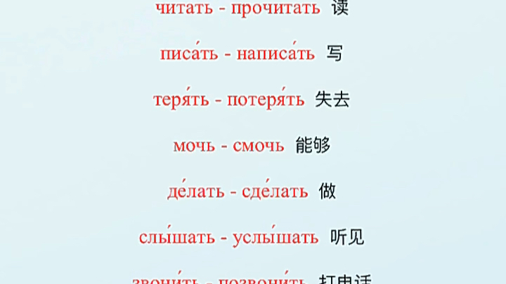 俄语常见的未完成体和完成体