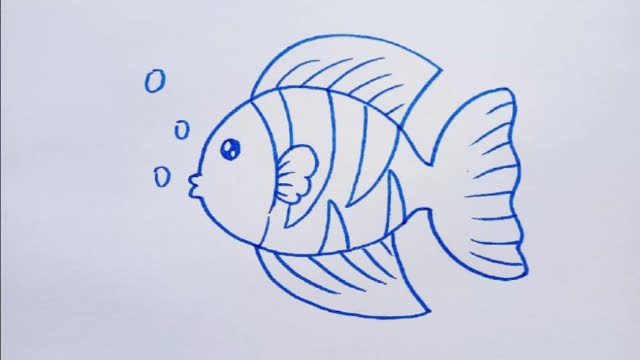 漂亮小鱼简笔画,亲子简笔画教学!