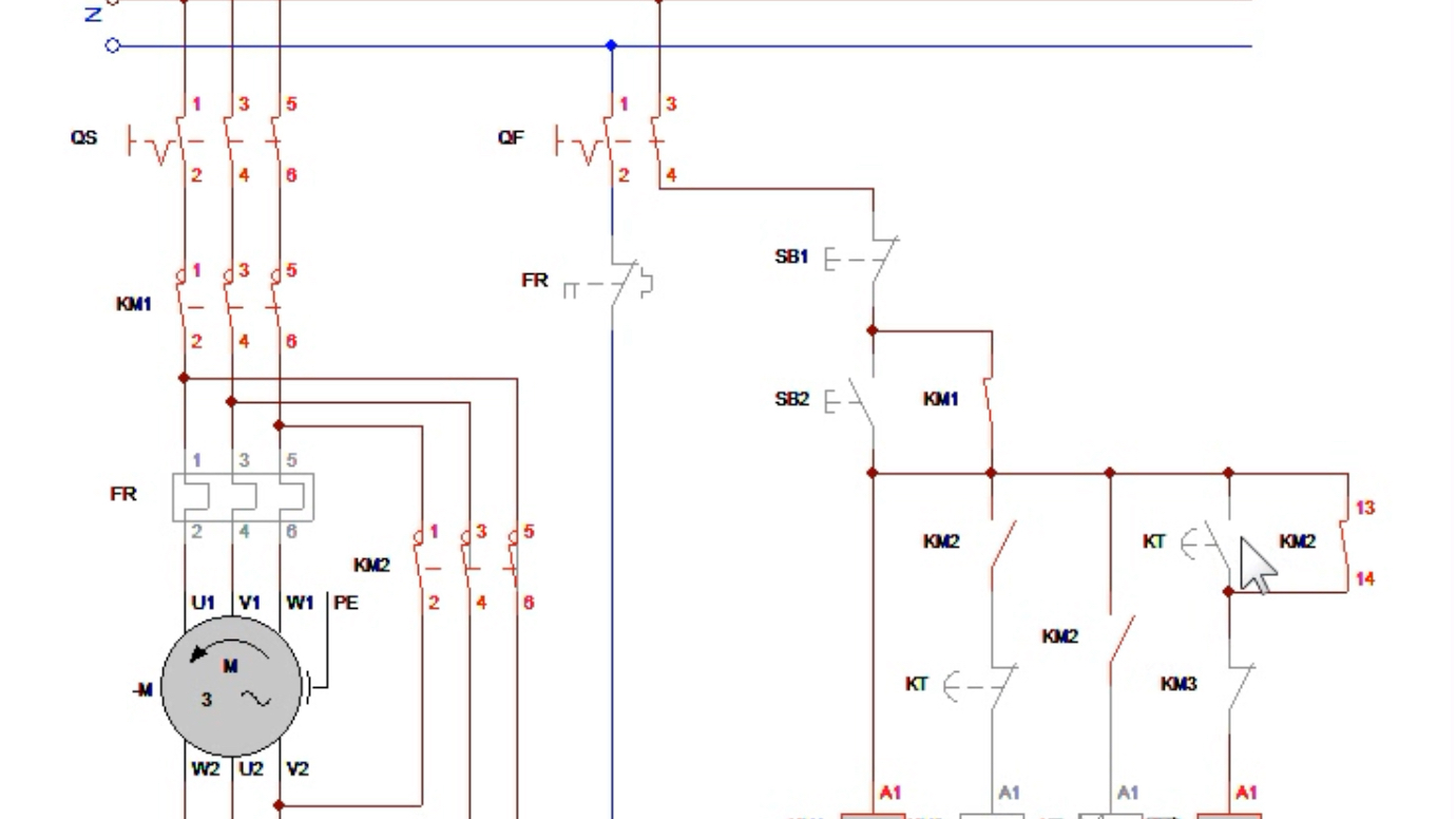 零基础学电工,分析星三角降压启动电气原理图