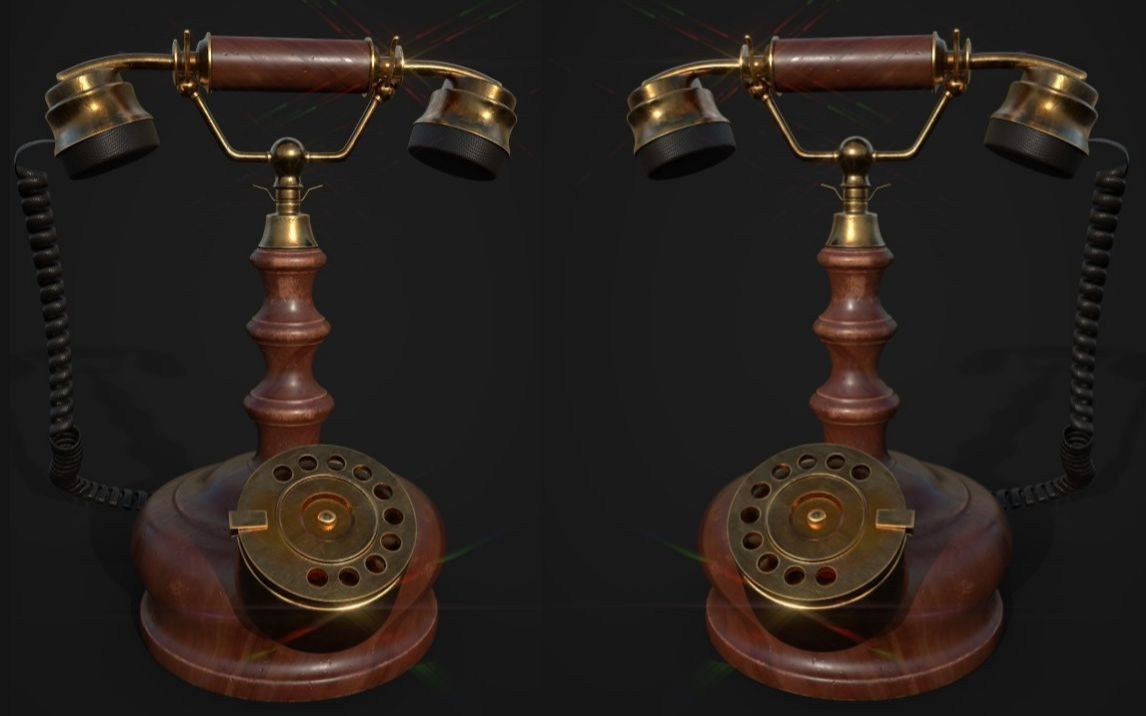 【次世代建模】复古电话机 | 低模搭建 模型卡线 UV拆分 材质贴图全...