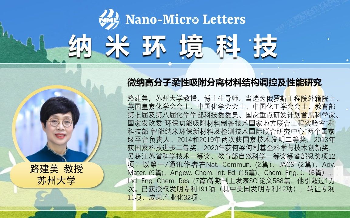 路建美:微纳高分子柔性吸附分离材料结构调控及性能研究