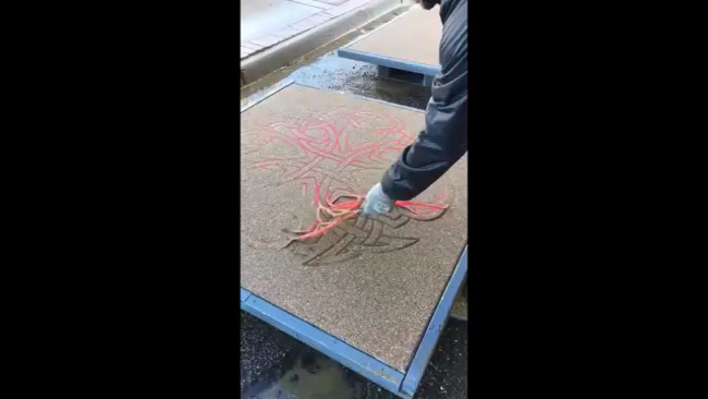 超解压!露骨料混凝土配合的立体美纹模具脱模现场大集锦#装饰混凝土 ...