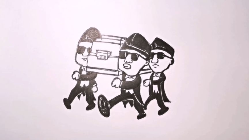 趣味简笔画,用单词coffin来画黑人抬棺卡通画,详细绘画教程!