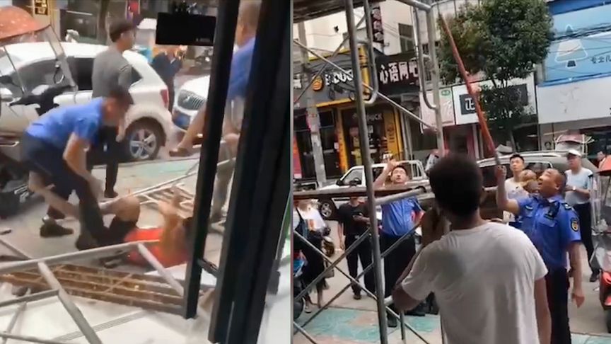 “给我打!”滁州定远一城管疑似暴力执法 现场手持钢管挥舞