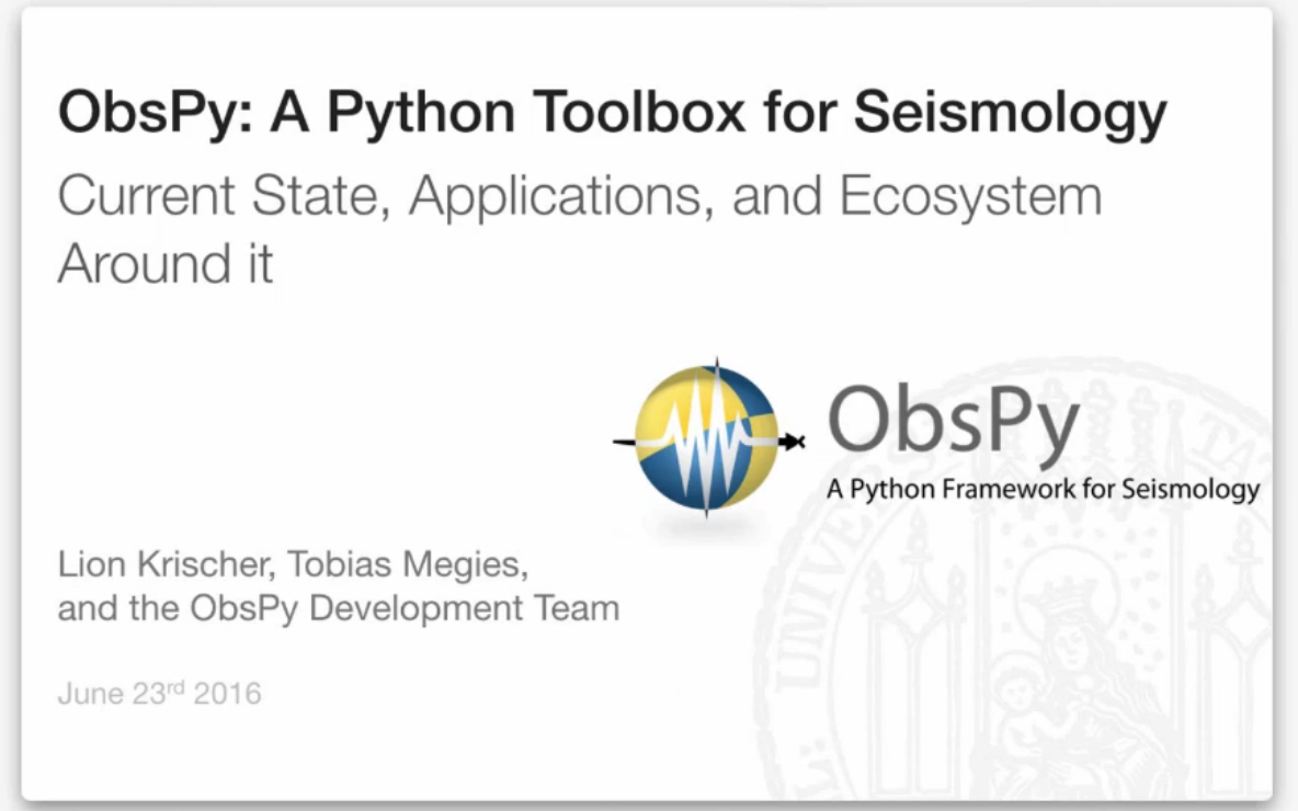 2016 Obspy 教程:Python地震学工具箱的现状、应用及生态