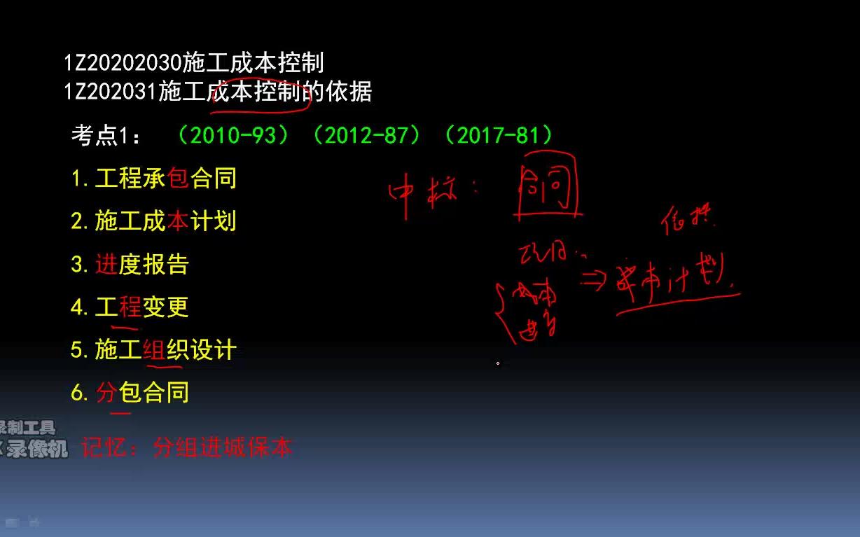 2018一级建造师项目管理必过精讲班29(1Z202031施工成本控制的依据)
