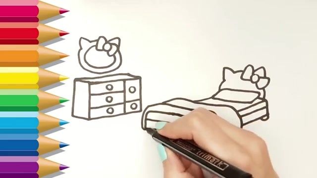 儿童简笔画:可爱的卧室