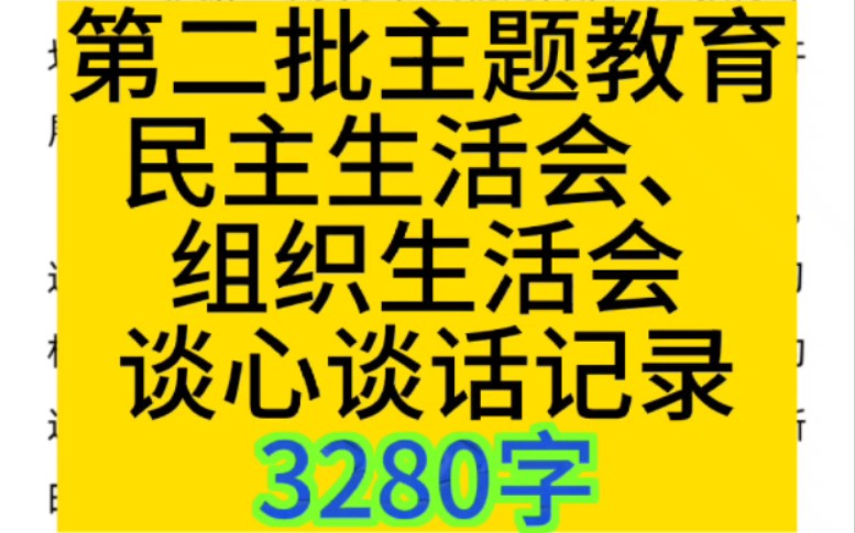 第二批主题教育民主生活会、组织生活会谈心谈话记录3280字