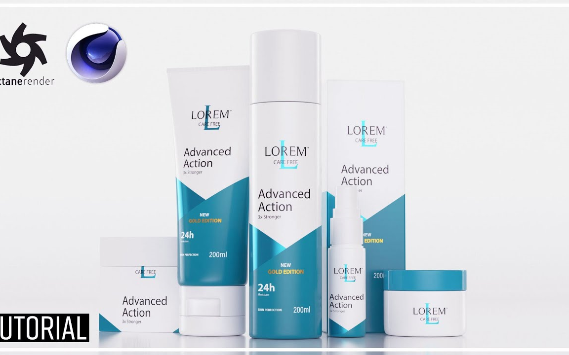 C4D化妆瓶洗面奶产品海报建模渲染教程 WWW.C4DCN.COM